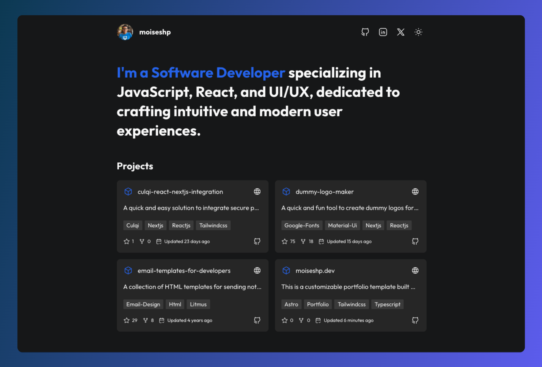 My Portfolio web - Moisés Huaringa